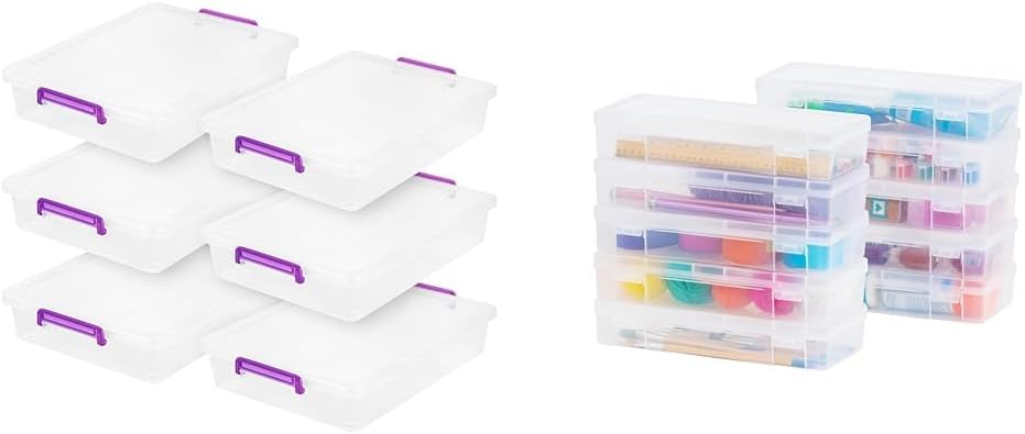 Amazon.com: IRIS USA 6 Quart Large Clear Plastic Storage Bins with Lids ...