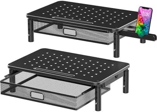 Amazon.com: Zimilar Monitor Stand Riser with Metal Mesh Drawer, Height ...