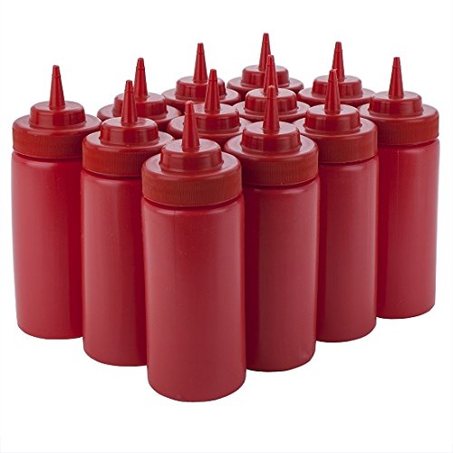 Alegacy 12-Pack Wide Mouth Ketchup Squeeze Bottles, 24-Ounce, Red ...