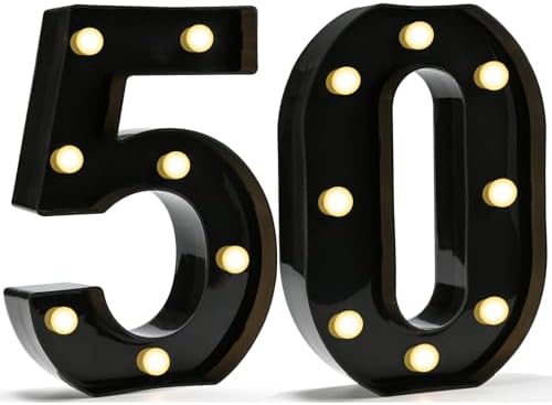 Pooqla Decorative Led Light Up Number Letters, Black Plastic Marquee ...