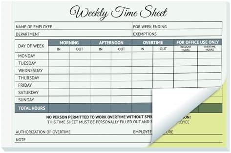 suituts 300 Sets Employee Weekly Time Sheets Weekly Format, 2 Part ...