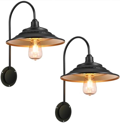 XIFEINIU Solar Barn Lights for Outside, 2PCS Waterproof Solar Wall ...
