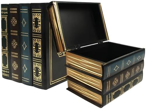 Amazon.com: Tosnail 2 Pack Decorative Book Boxes Wooden Antique Book ...