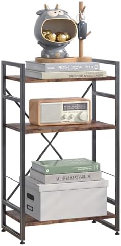 Amazon.com: Jaojcoe 3 Shelf Bookshelf with Door, Small 3 Tier ...