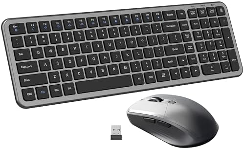 Amazon.com: Wireless Keyboard and Mouse, Ultra-Thin Compact Full-Size ...