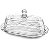 Amazon.com | 7 inch Glass Butter Dish with Lid, Clear Covered Butter ...