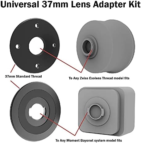 Set of 2 universal 37mm step~down adapters for Zeiss Exolens and Moment ...