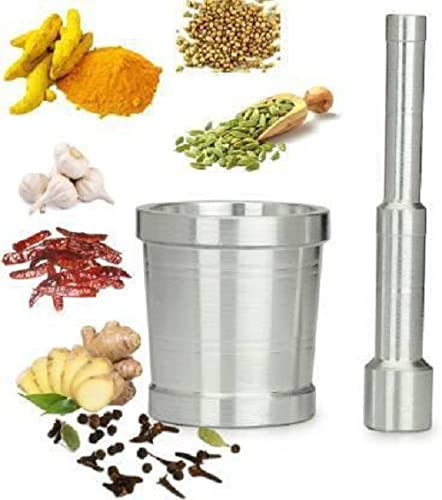 M Tech Aluminium Khalbatta Mortar and Pestle Set Aluminium Masher ...