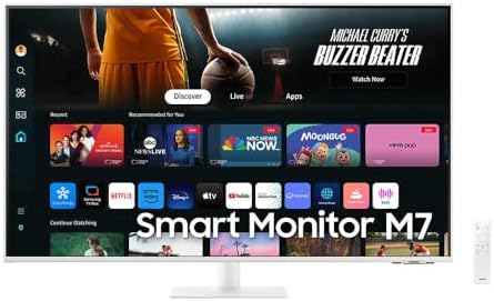 Samsung Smart Monitor M7 43" 2024 4K, Tela Plana, Painel VA, 60Hz, 4ms, HDR10, HDMI, USB, USB-c ...