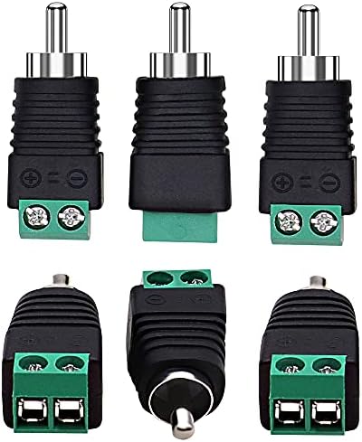 Niewalda RCA to AV Screw Terminal Adapter, 6pcs RCA Plugs Male, RCA ...