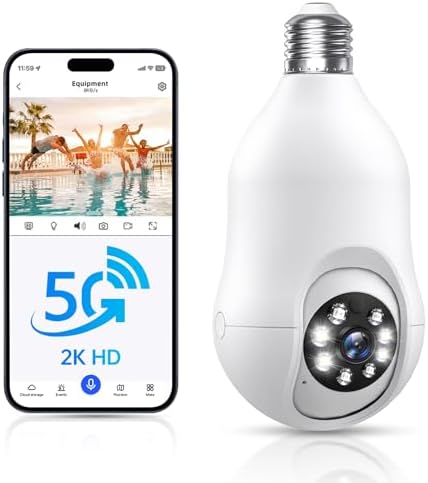 Amazon.com : Light Bulb Security Camera 5G/2.4G,PTZ 360° Panoramic ...