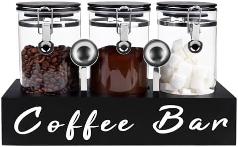 Amazon.com: Liengoron 3x54 oz Glass Coffee Bean Storage Container with ...