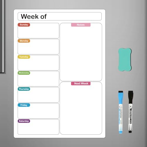 4 THOUGHT Magnetic Whiteboard Fridge Calednar, A3 Weekly Planner White ...