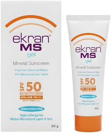 Ekran MS Mineral Sunscreen Gel SPF 50 PA+++ | 25% Micronized Zinc Oxide ...