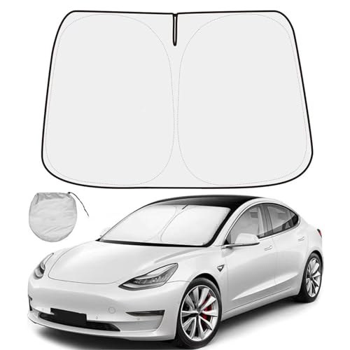 MASHA Car Windshield Sun Shade Compatible for Tesla Blocks UV Rays Sun ...
