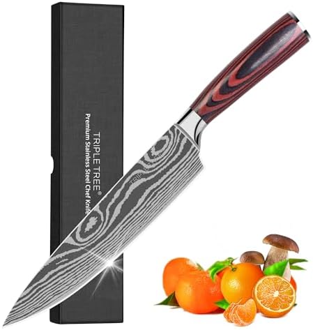 Triple Tree Japanese Chef Knife, 8 Inch Professional Kitchen Knife with ...