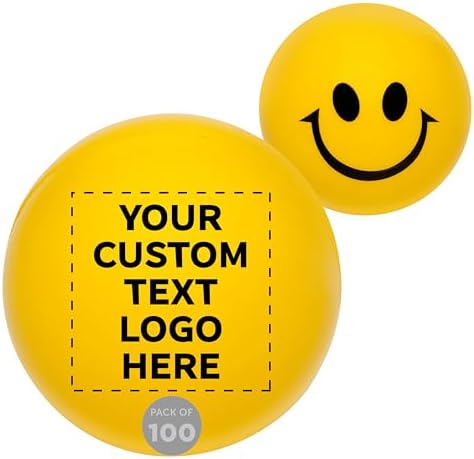 Amazon.com: DISCOUNT PROMOS Custom Smiley Squeeze Balls Set of 100 ...