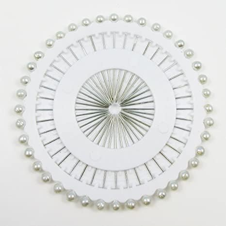 Zeniso® White Round Hijab Pin Wheel, 120 Pins Pack of 3 Craft Needles ...