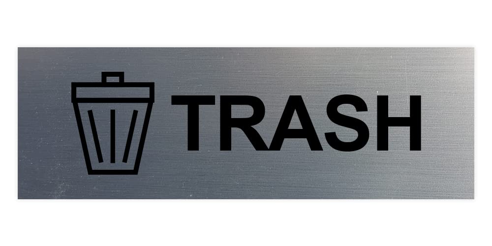 Amazon.com : Basic Trash Sign (Brushed Silver) - Small 1 Pack : Office ...