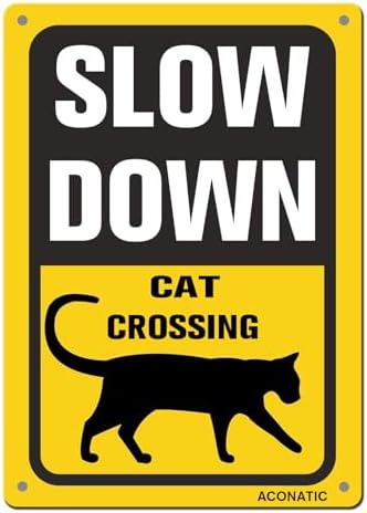 Amazon.com : ACONATIC Slow Down Sign,Cat Crossing Sign,Warning Sign ...