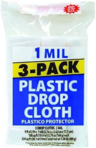 Premier 9' x 12' 1 MIL Clear Plastic Drop Cloth Rolled, 3 Pack, 69730 ...