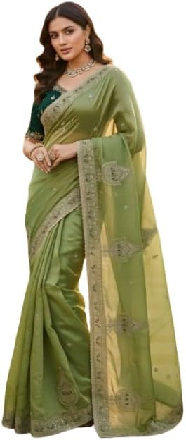 Buy Dharmik RAMDEV CREATION Elegant Silk Saree with Embroidered Border ...