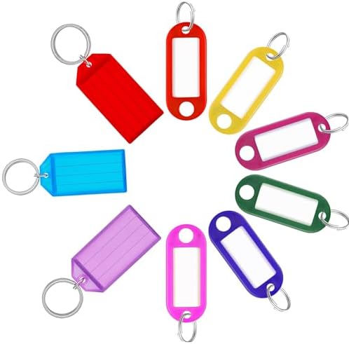 EDGIT 40 Pack Multi Design Key Tags with Labels - Key Rings with Labels ...
