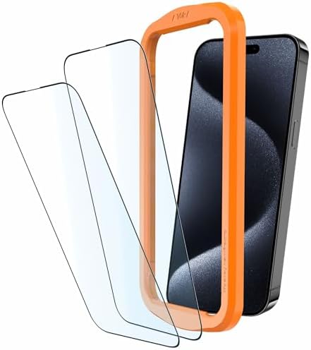 ESR 3 Pack For iPhone 15 Pro Tempered Glass Full Screen Protector, 2.5D ...