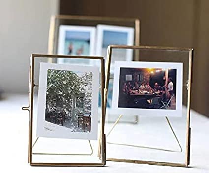 HUWIX Home Decor Glass and Metal table top Picture Frame with 2 Sides ...