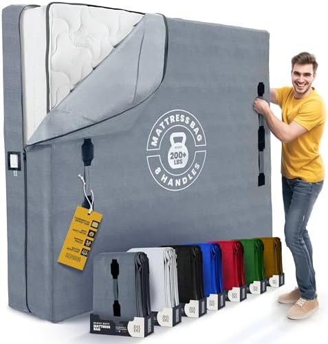 Amazon.com: Mattress Bags for Moving with 8 Handles - Cali King Size ...