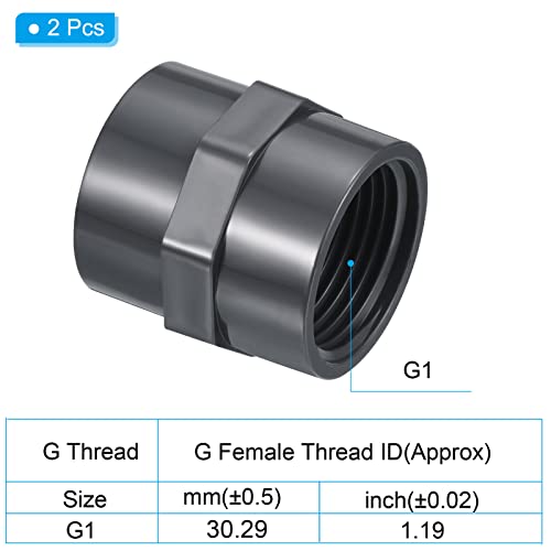 PATIKIL G1 Female Thread Pipe Fitting, 2 Pack UPVC 1 Inch Socket ...
