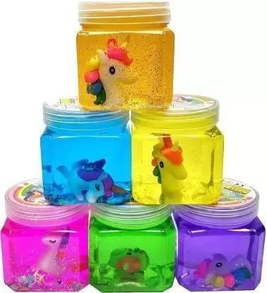 Buy HK Toys Slime Kit, Colors Non-Toxic Clear Crystal Slime Soft Jelly ...
