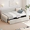 Amazon.com: LUSPAZ Twin Size L-Shape Corduroy Upholstered Daybed with 2 ...