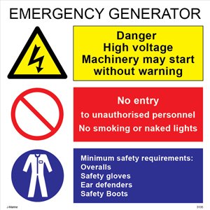 IMO Sign. Space Identification Sign Emergency Generator. #3135 ...