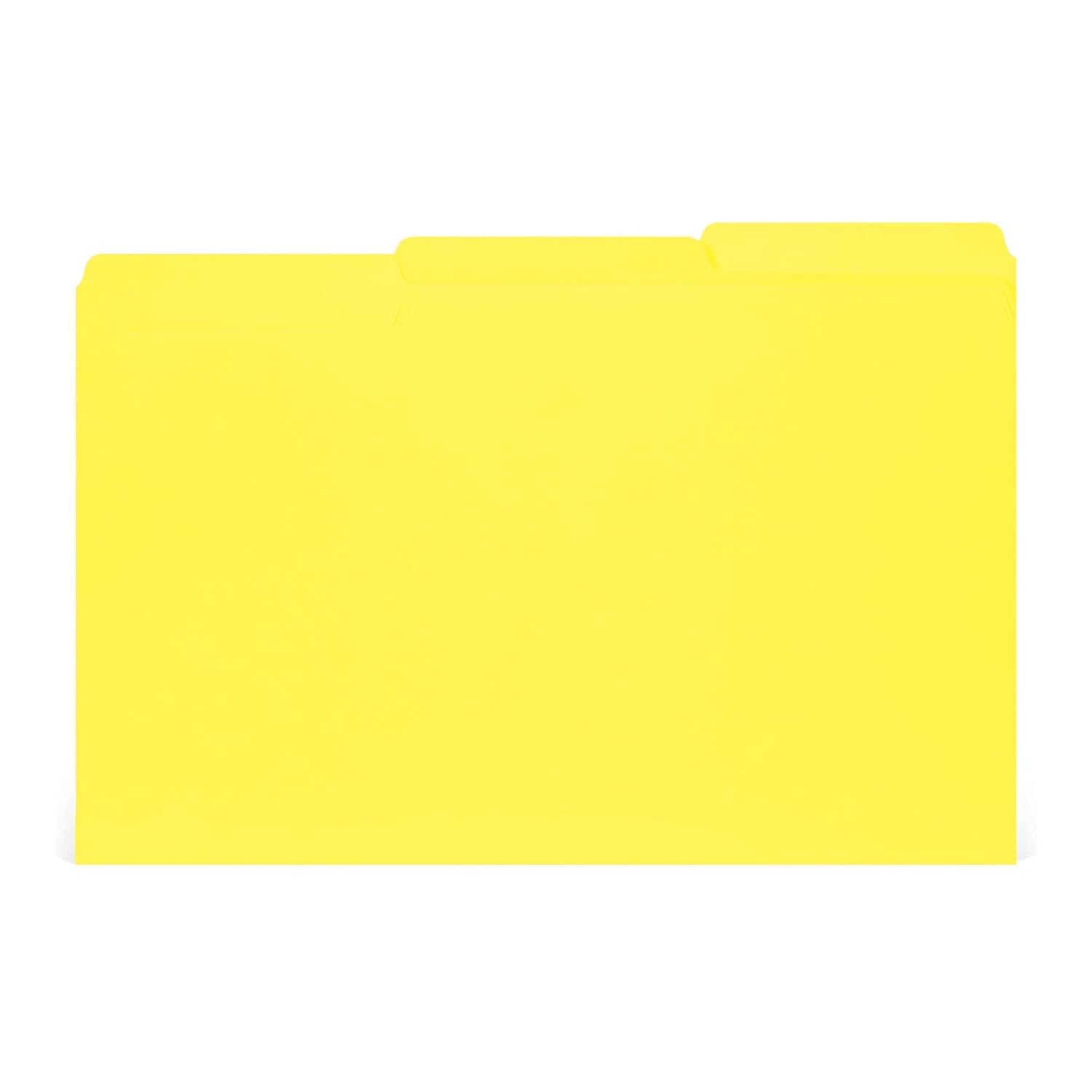 The File King 1/3-Cut Top Tab Yellow File Folder | Legal Size | Box of ...