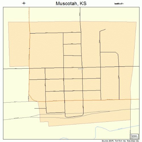 Large Street & Road Map of Muscotah, Kansas KS - Printed poster size ...