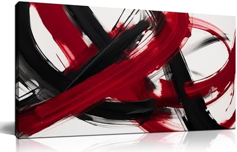 Amazon.com: LAOTOART Abstract Canvas Wall Art for Bedroom Black and Red ...