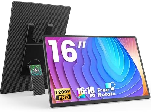 FLYTOCCA Portable Monitor, 16 Inch 1200P FHD, Horizontal and Vertical ...