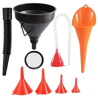 SEPSCO Funnel for Car, 7Pcs Fuel Funnel Universal Right Angle Plastic ...