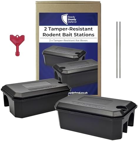 2 Compact Rodent Bait Stations - Secure Rat Trap Boxes for Both Indoor & Outdoor Use - Reliable ...