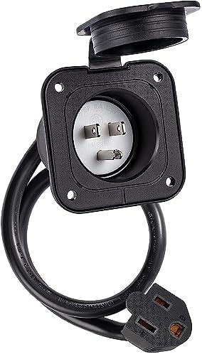 SVNR 15 Amp Flanged Inlet 125V, NEMA 5-15P Shore Power Inlet Plug with ...
