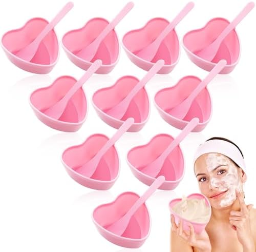 Amazon.com : Teenyyou 15 Sets Facial Bowls Plastic Heart Shaped Facial ...