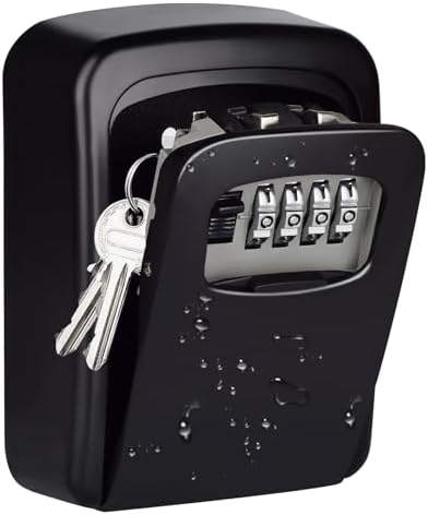 Key Lock Box, Wall Mounted Lockbox for Keys, 4-Digit Combination Lock ...