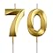 Amazon.com: AOOLADA 70th Birthday Candles, Gold 70 Year Old Number ...