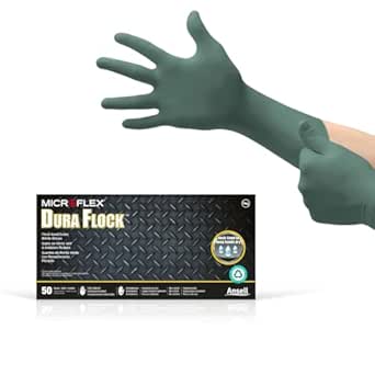 Microflex Dura Flock DFK-608 Thick 11mil Nitrile Gloves w/Flock Lining ...