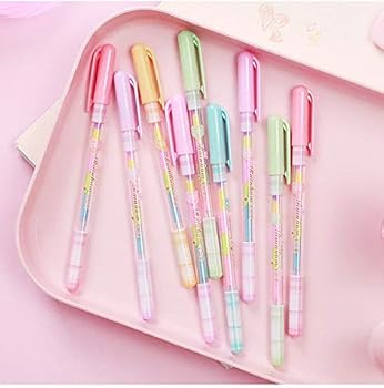 12Pcs/pack Glitter Rainbow Colored Gel Ink Pens Pastel