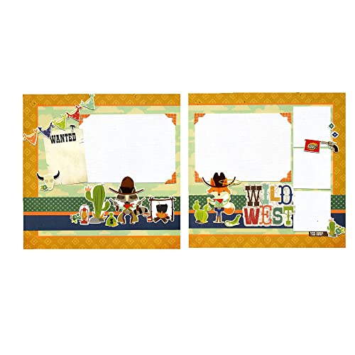 Amazon.com: Wild West - Two Coordinating 12x12 Premade Western ...