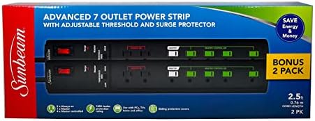 Amazon.com: Sunbeam Advance 7 Outlet Power Strips with Surge Protector ...