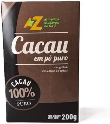 Cacau em Pó 100% Puro Sem Açúcar 200g – AZ Alimentos | Sem Glúten e Sem ...