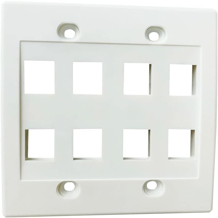 Amazon.com: BOPLAT 2 Gang Keystone Wall Plate 8 Port - Double Gang ...